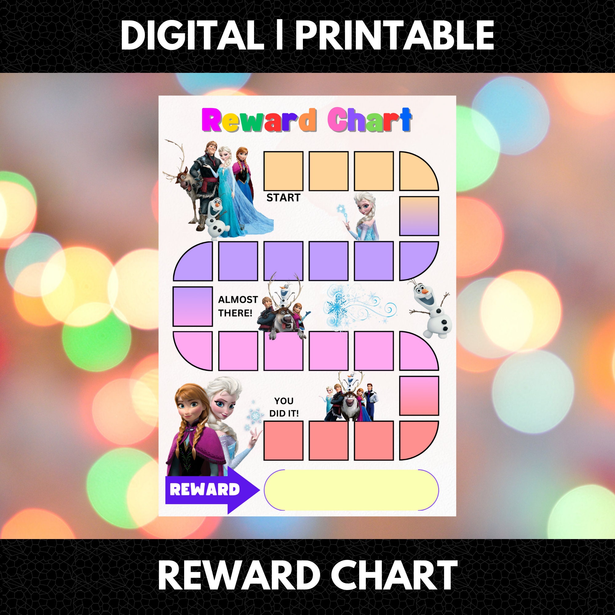 Frozen Reward Chart, Printable Frozen Behavior Chart, Digital Elsa ...