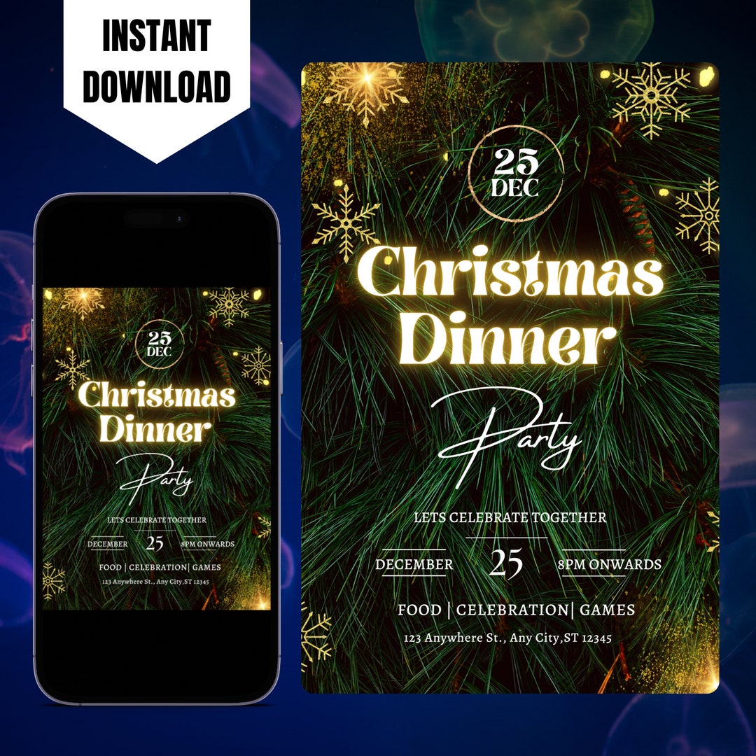 Editable Office Christmas Dinner Party Invitation, Printable Christmas ...