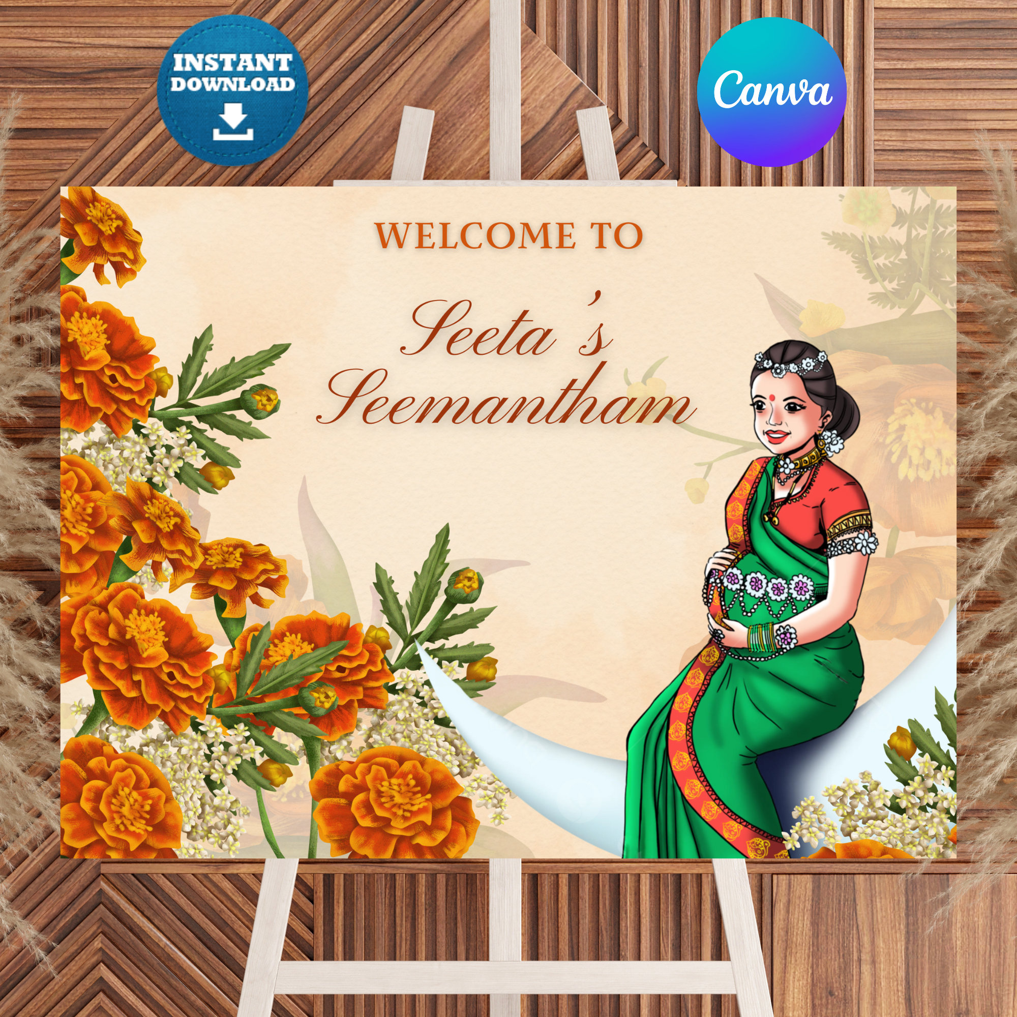 Editable Seemantham Ceremony Sign, Valaikappu Decor (digital Download ...