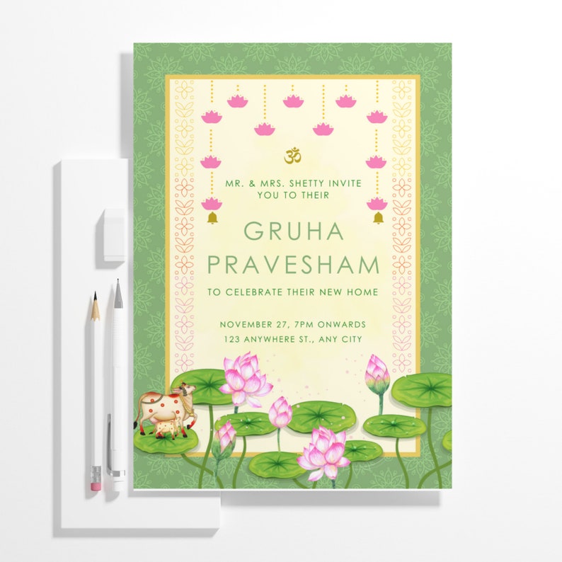 Editable Gruhapravesham Invitation, Printable Housewarming Invitation ...
