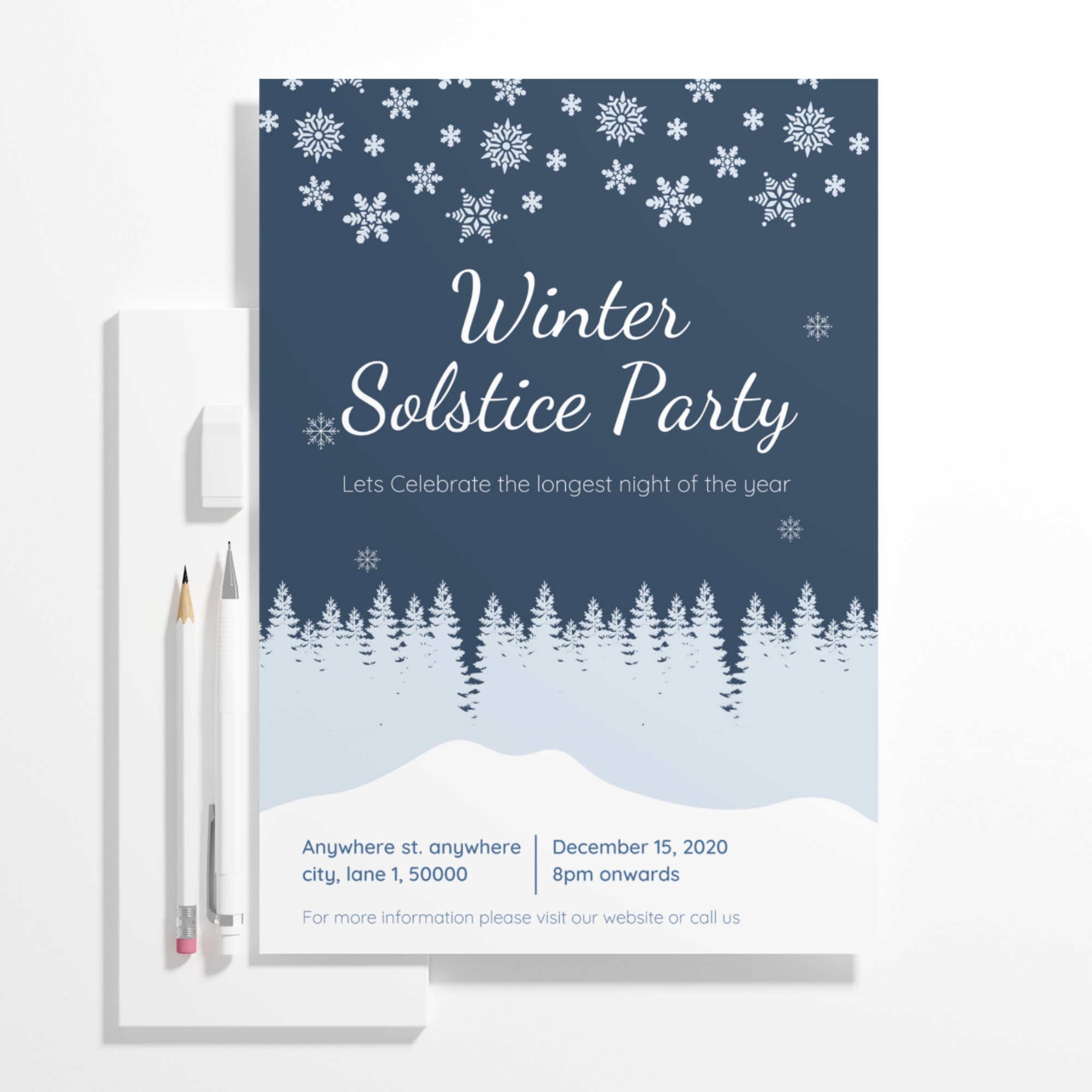 Editable Winter Solstice Party Invitation, Winter Solstice Invite ...