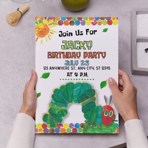 Editable Very Hungry Caterpillar Invitation, Digital the Very Hungry ...
