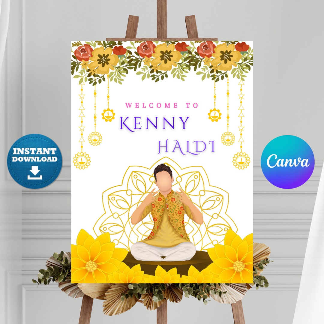 Editable Haldi Sign Template Printable Welcome Sign Haldi - Etsy Australia
