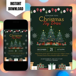 Editable Christmas Toy Drive Flyer Template, Printable Holiday Toy ...