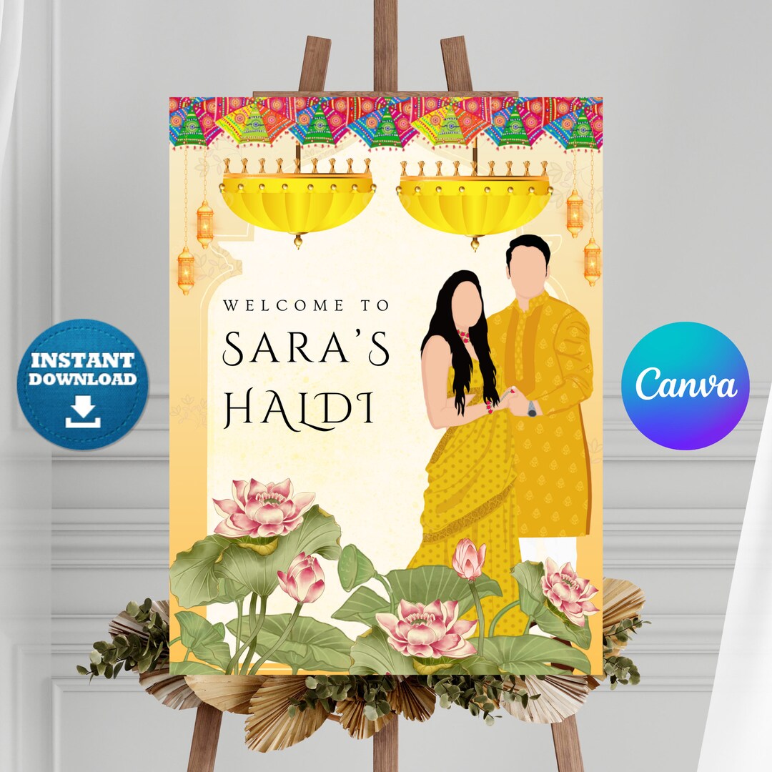 Editable Haldi Sign Template Printable Welcome Sign Haldi - Etsy Canada