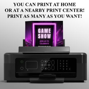 Editable Game Show Birthday Invitation, Digital Neon Game Night ...