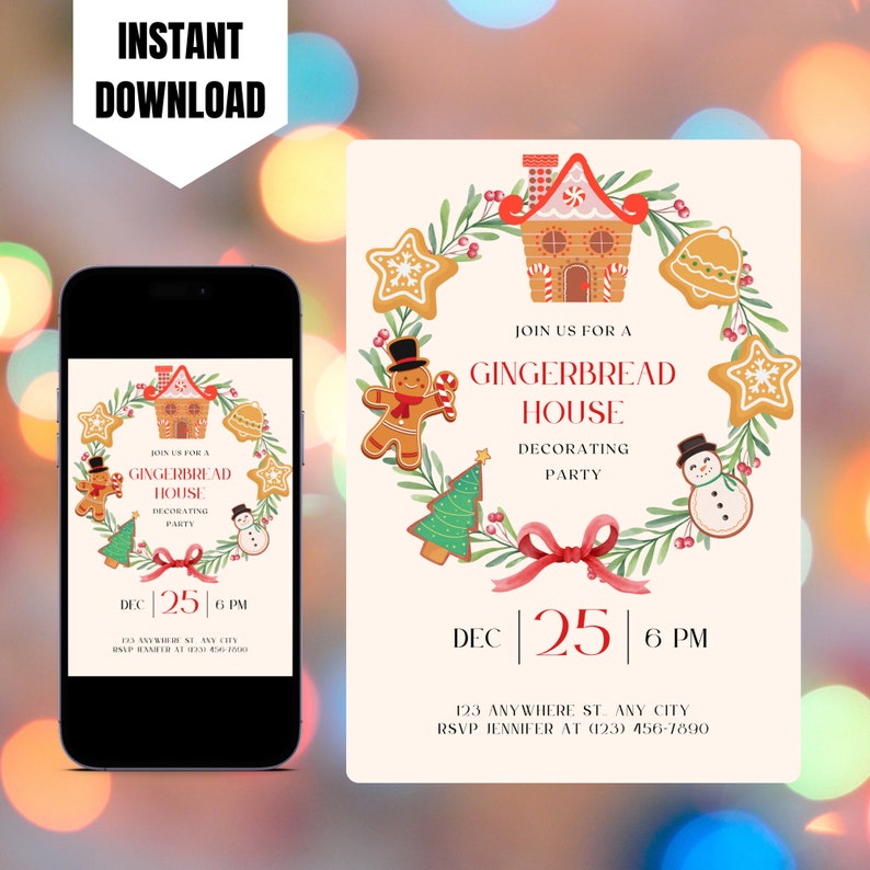 Editable Gingerbread House Invitation Printable Gingerbread - Etsy