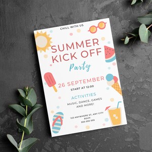 Editable Summer Kick off Party Invite, Digital End of Summer Party ...