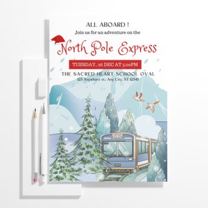 Editable North Pole Express Invitation, Printable North Pole Polar ...