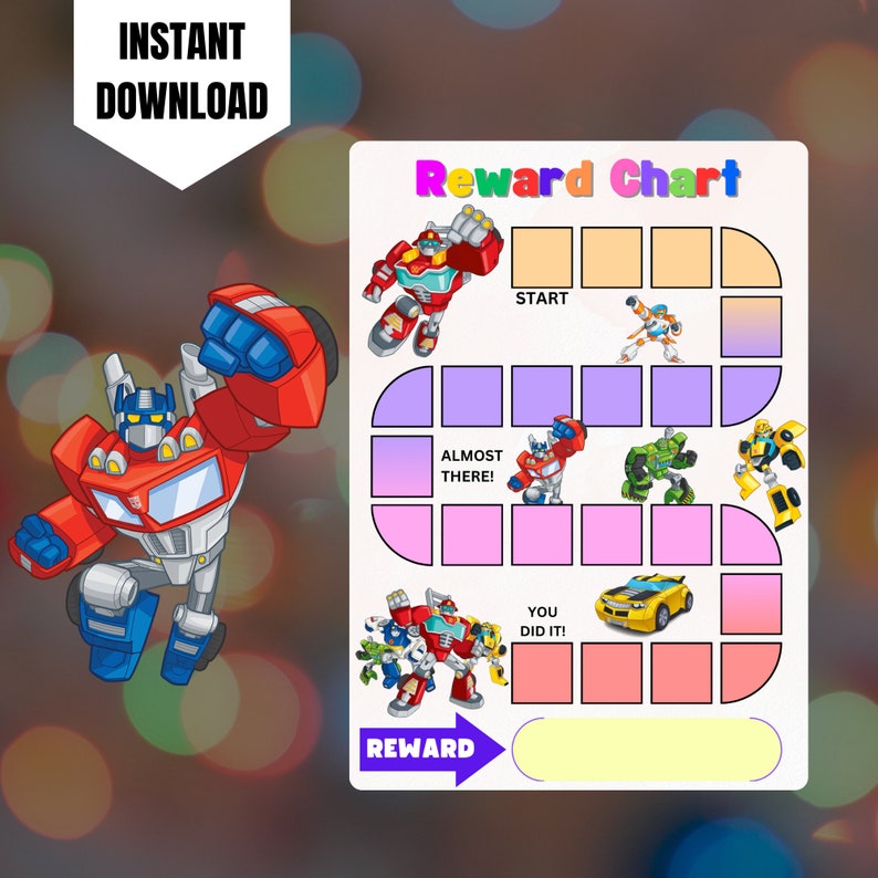 Transformers Rescue Bots Reward Chart: Printable Behavior Tracker ...