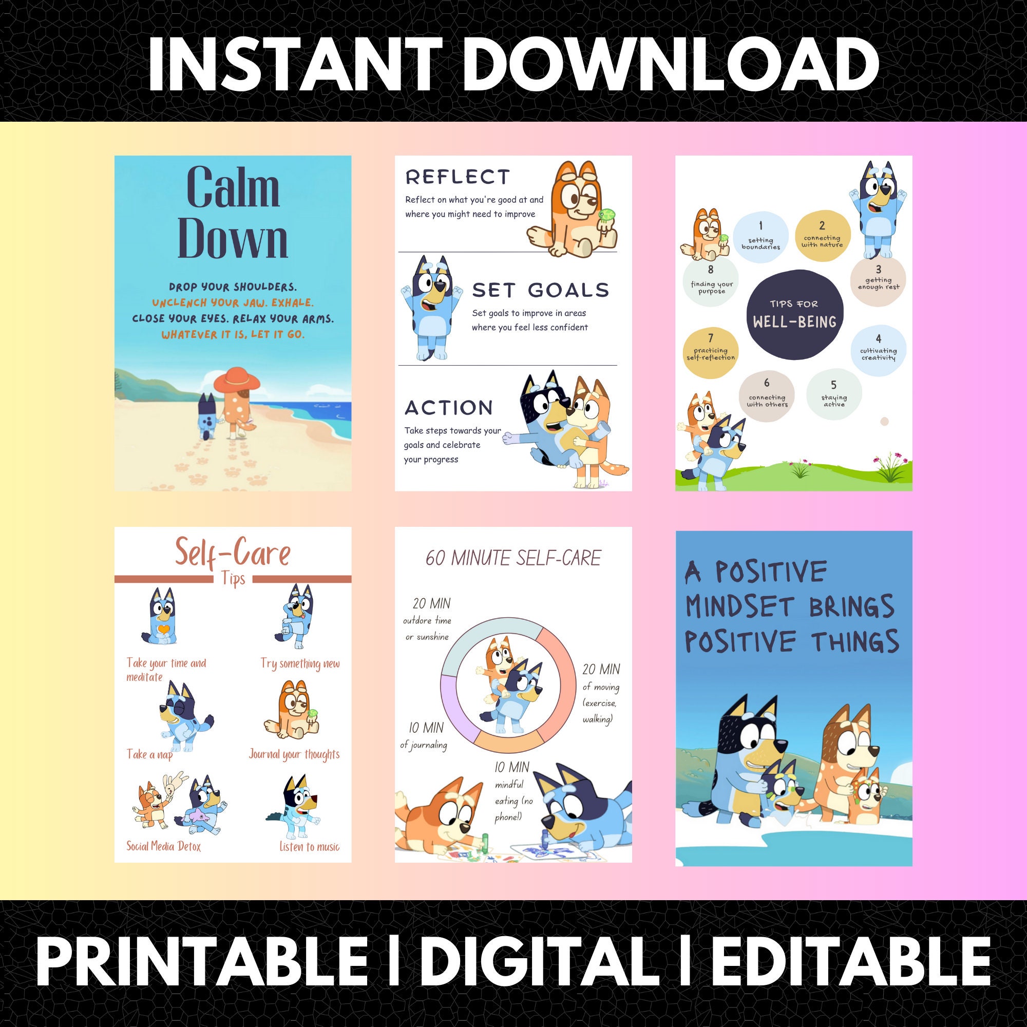 Editable Bluey Calm Corner, Digital Bluey Calm Down Corner PDF ...