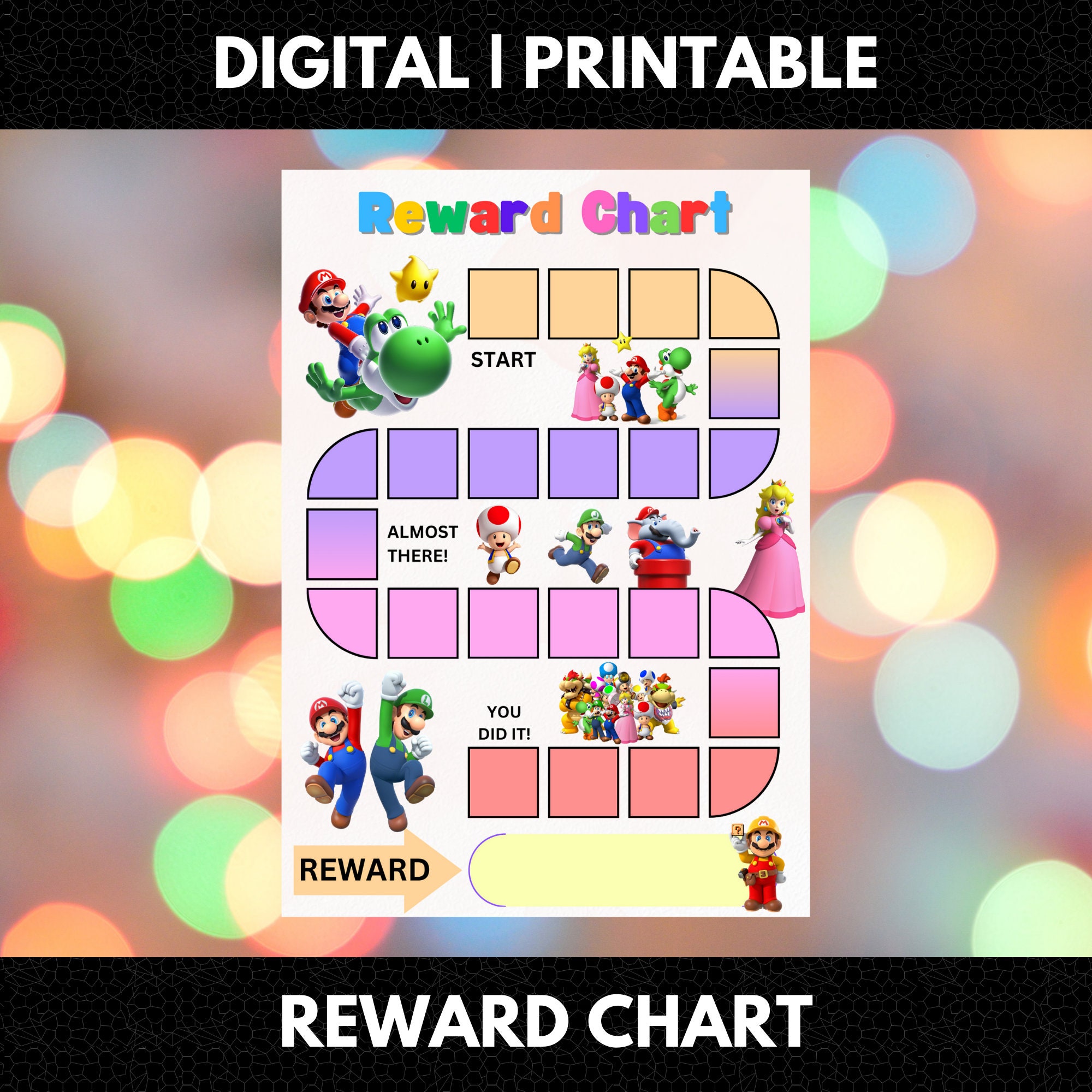 Super Mario Reward Chart: Printable Behavior Chore Chart (digital ...