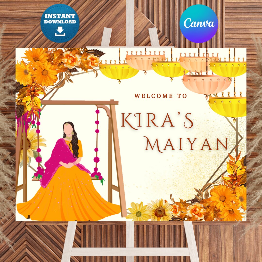 Editable Maiyan Sign Template Printable Welcome Sign Haldi - Etsy Canada