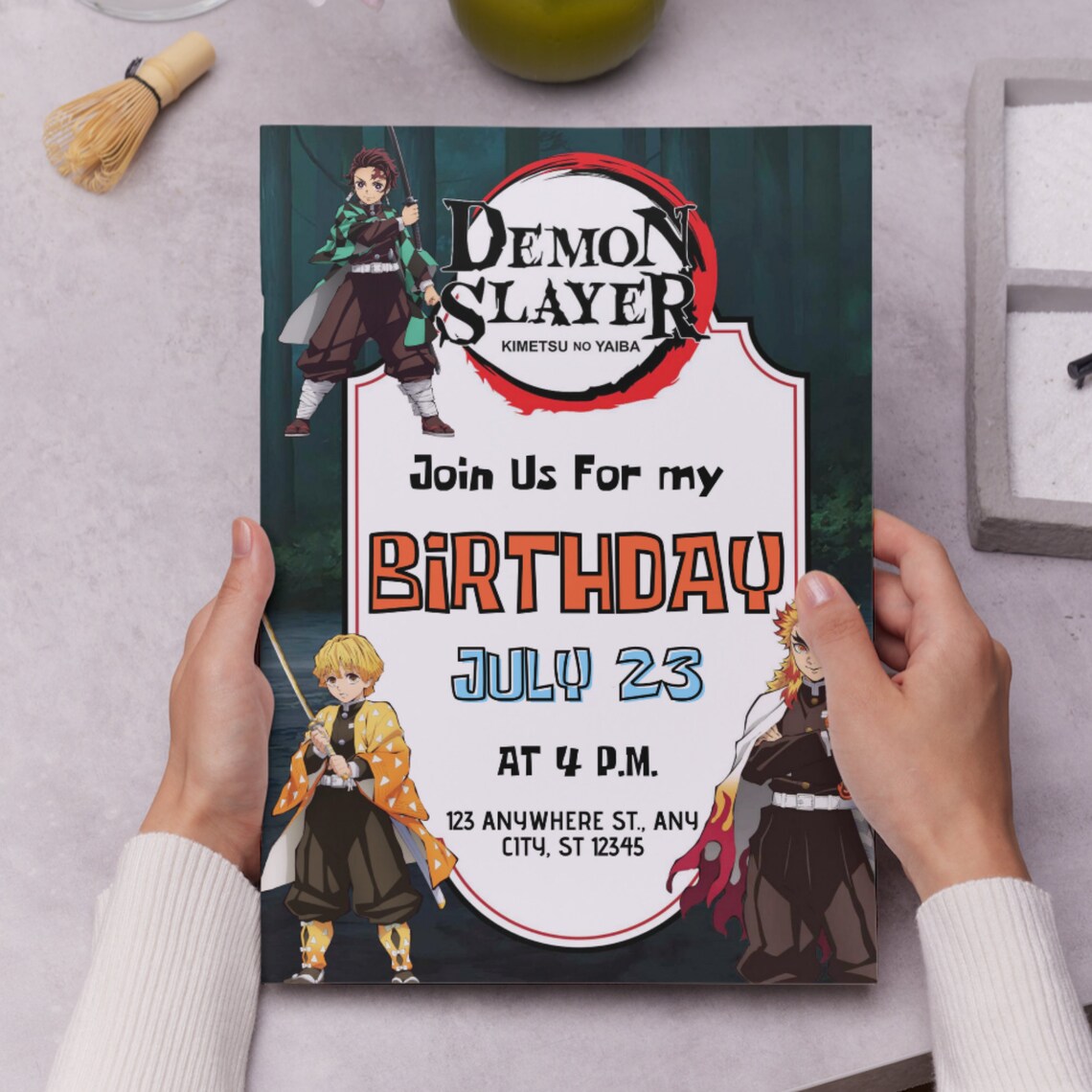 Editable Demon Slayer Invitation, Digital Demon Slayer Birthday ...