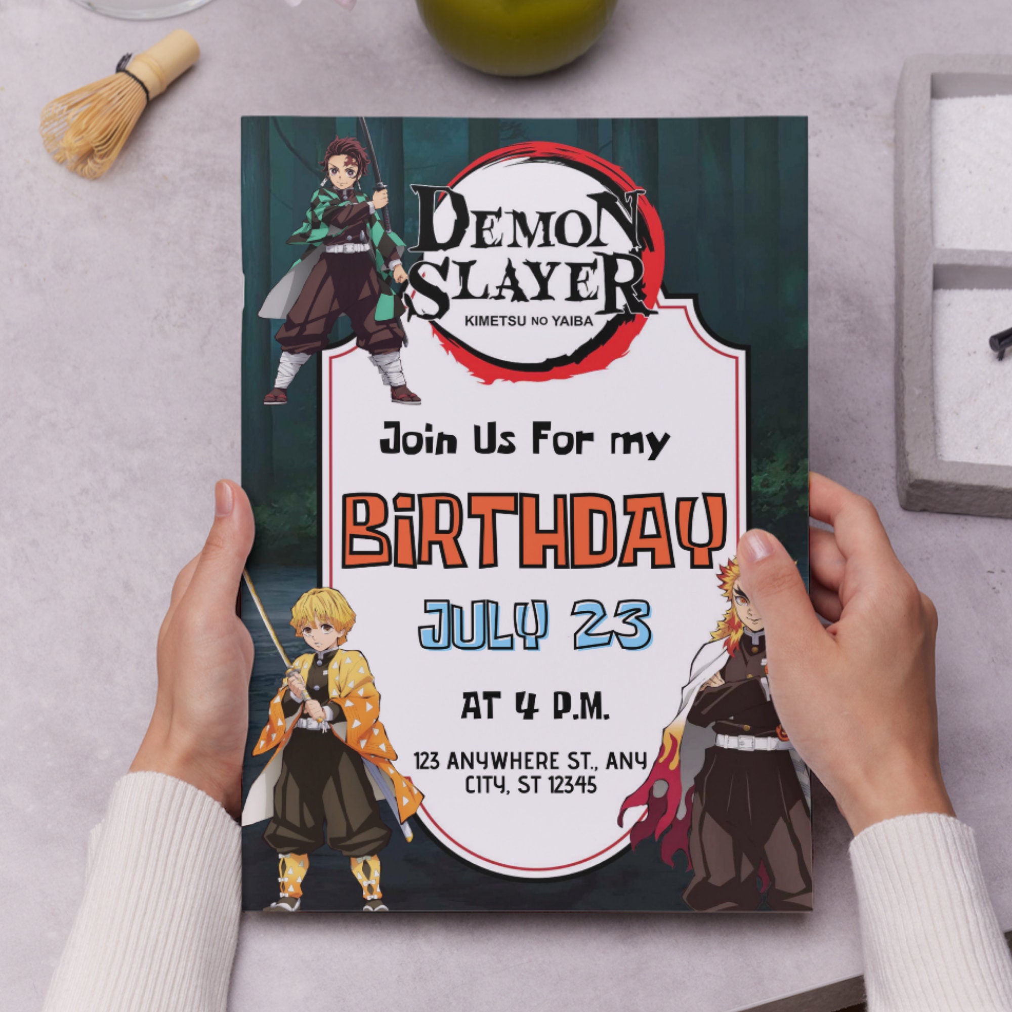 Editable Demon Slayer Invitation, Digital Demon Slayer Birthday ...