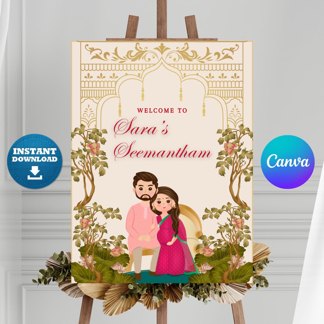 Editable Seemantham Sign Template, Sreemantham Decor Printable Baby ...