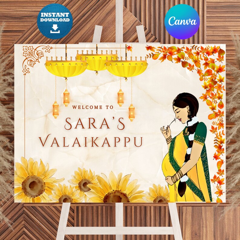 Editable Valaikappu Welcome Sign Template Valaikappu Sign Printable ...