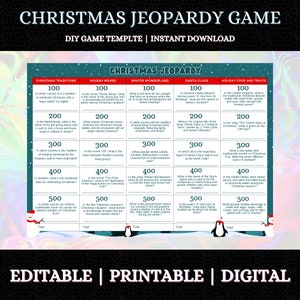 Editable Christmas Jeopardy Game, Christmas Jeopardy Printable Instant ...