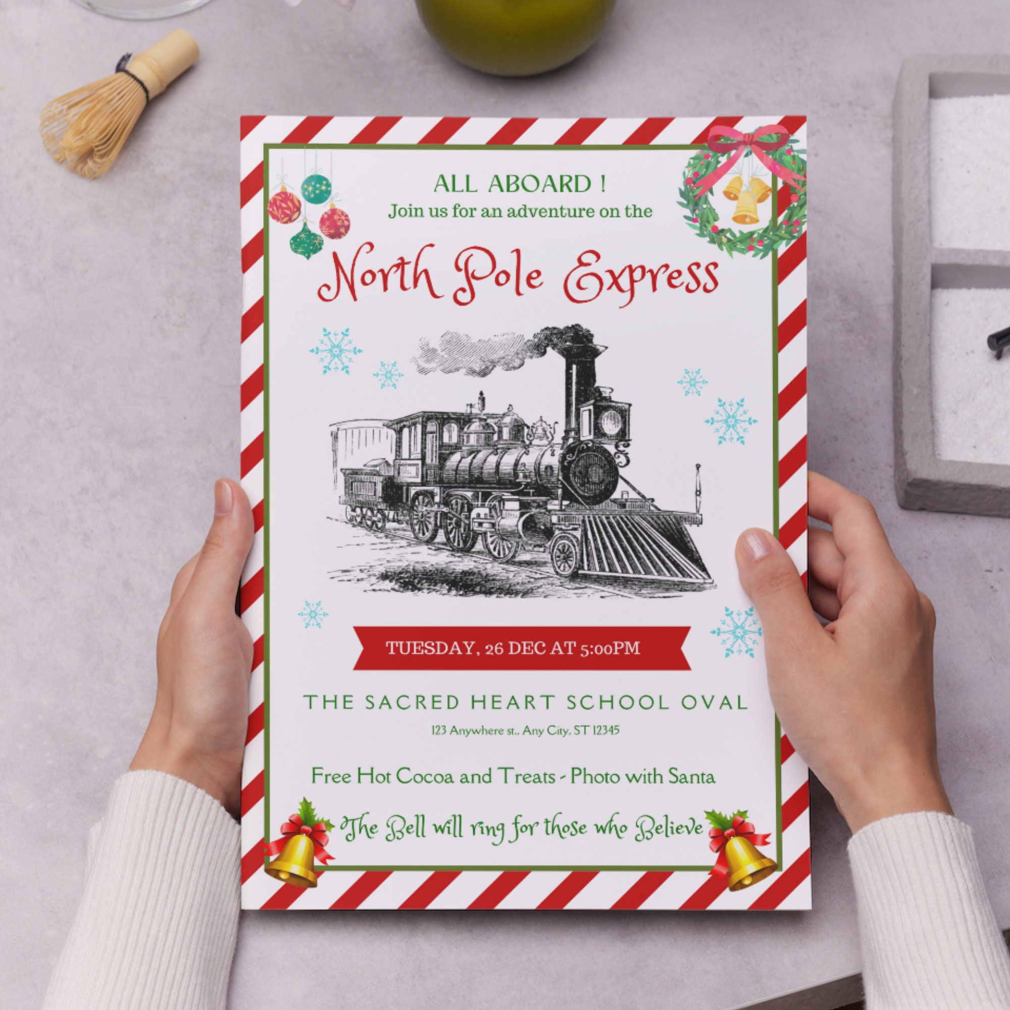 Editable North Pole Express Invitation, Printable North Pole Polar ...