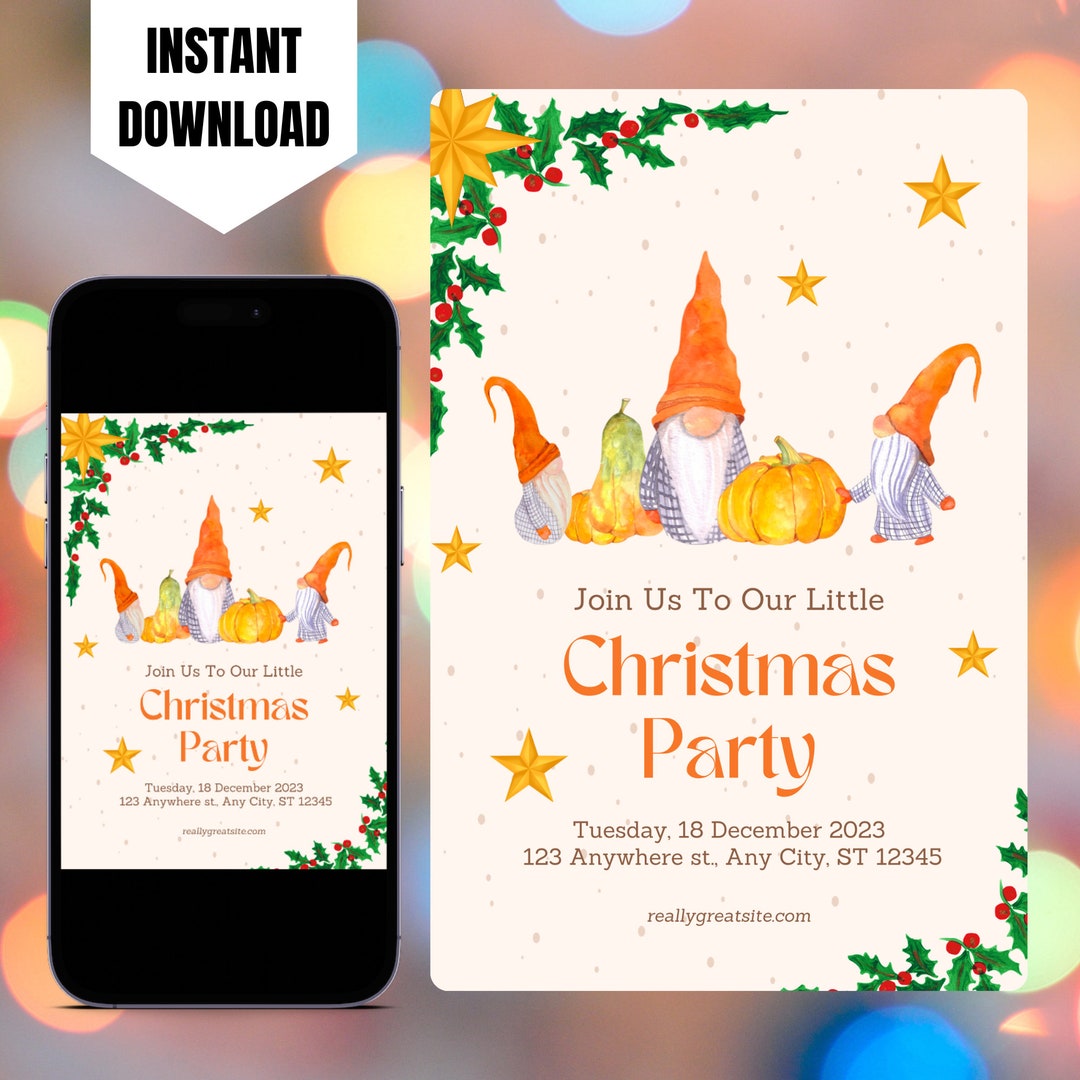 Editable Gnome Invite, Pumpkin Gnomes Holiday, Printable Gnome ...