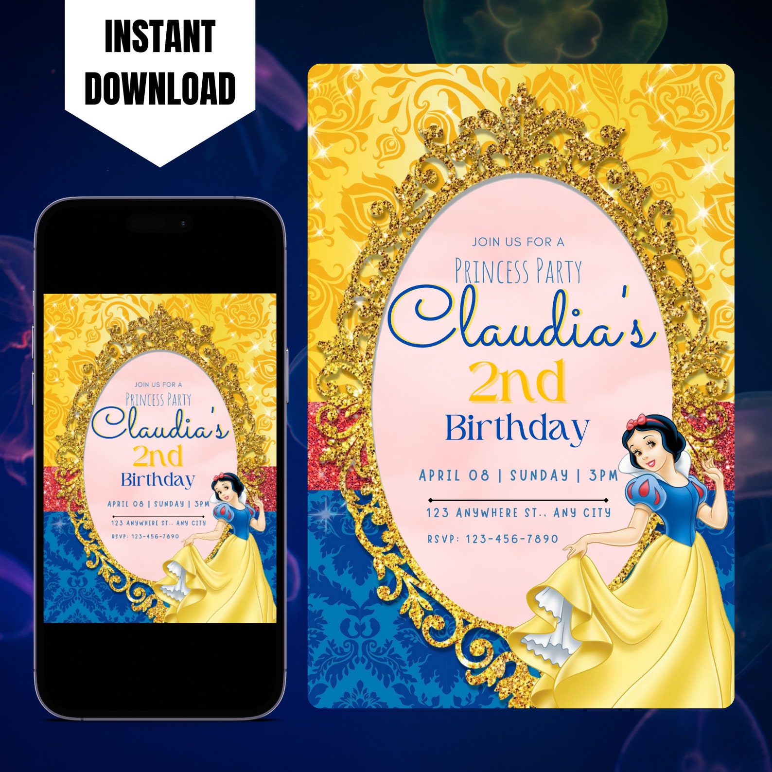 Editable Snow White Invitation Printable Snow White Invite - Etsy