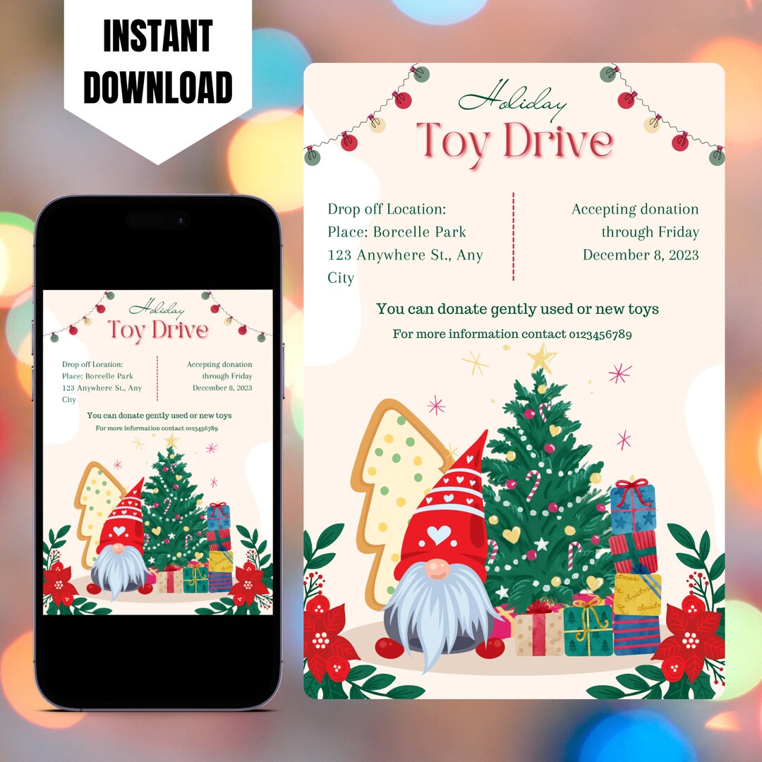 Editable Holiday Toy Drive Flyer Template, Printable Christmas Toy ...