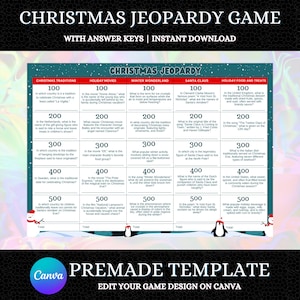 Editable Christmas Jeopardy Game, Christmas Jeopardy Printable Instant ...