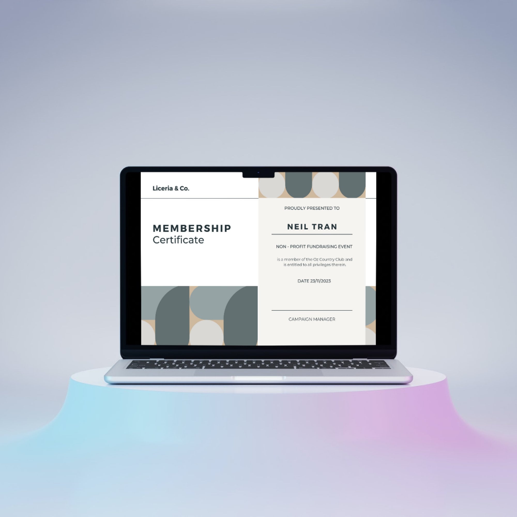 Editable Certificate of Membership, Membership Certificate, Digital ...
