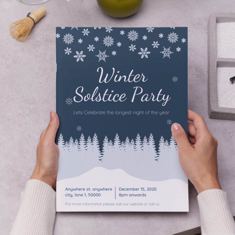 Editable Winter Solstice Party Invitation, Winter Solstice Invite ...
