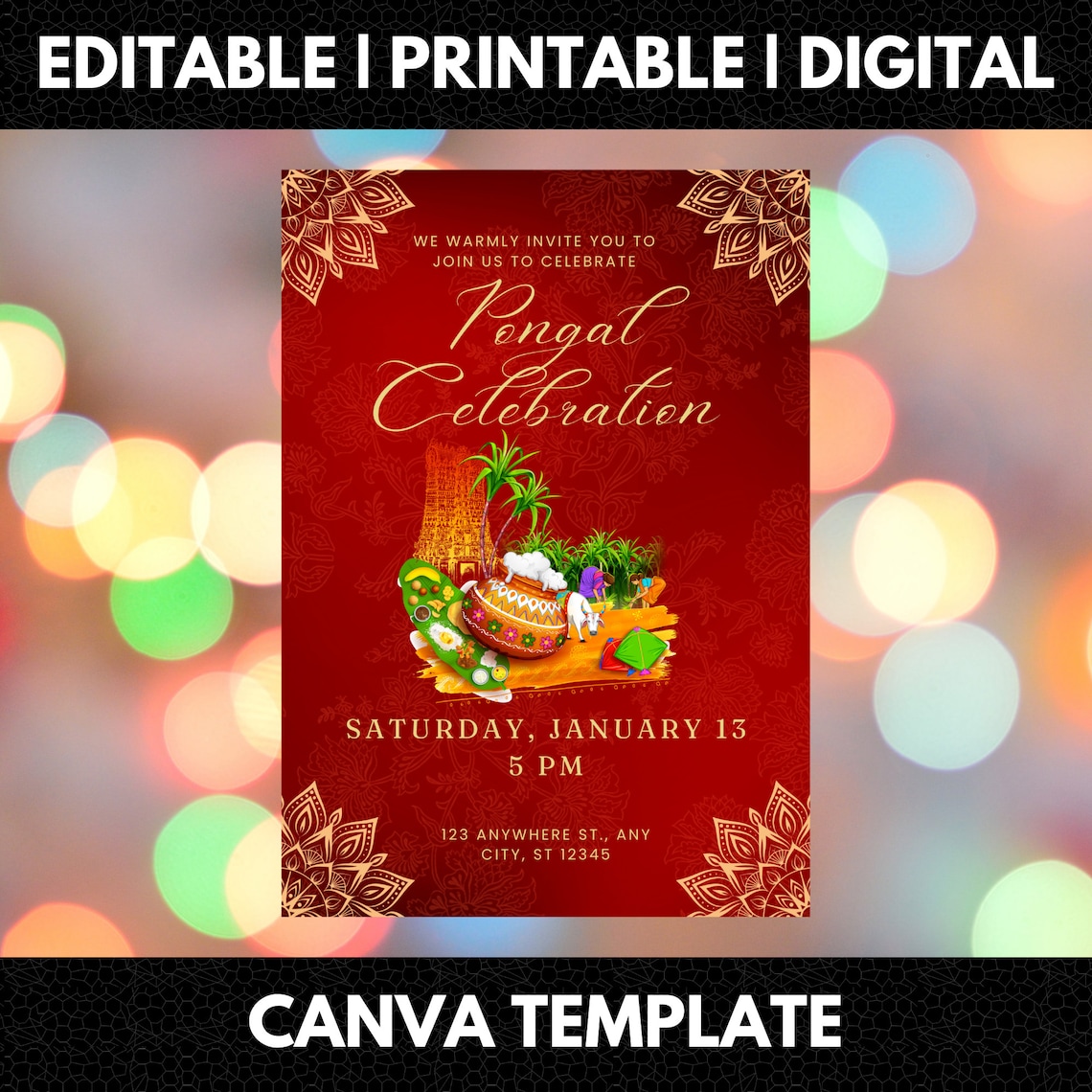 Editable Pongal Invitation Printable Pongal Celebration - Etsy