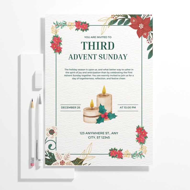 Editable Advent Invitation, Advent Invite Digital Downloads, Printable ...