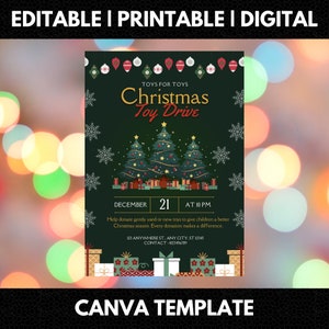 Editable Christmas Toy Drive Flyer Template, Printable Holiday Toy ...