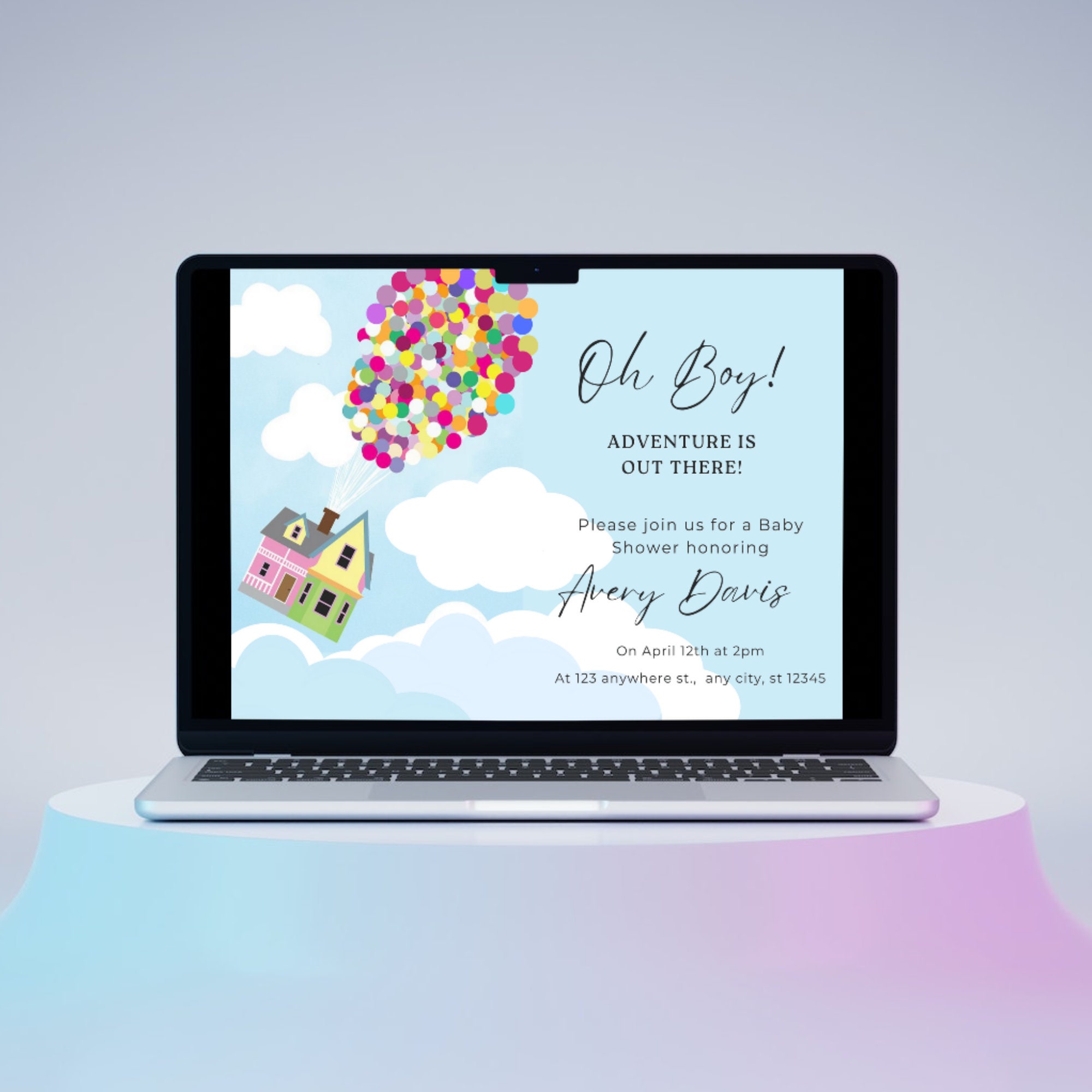 Editable UP Baby Shower Invitation, Printable UP Boy Baby Shower Invite ...