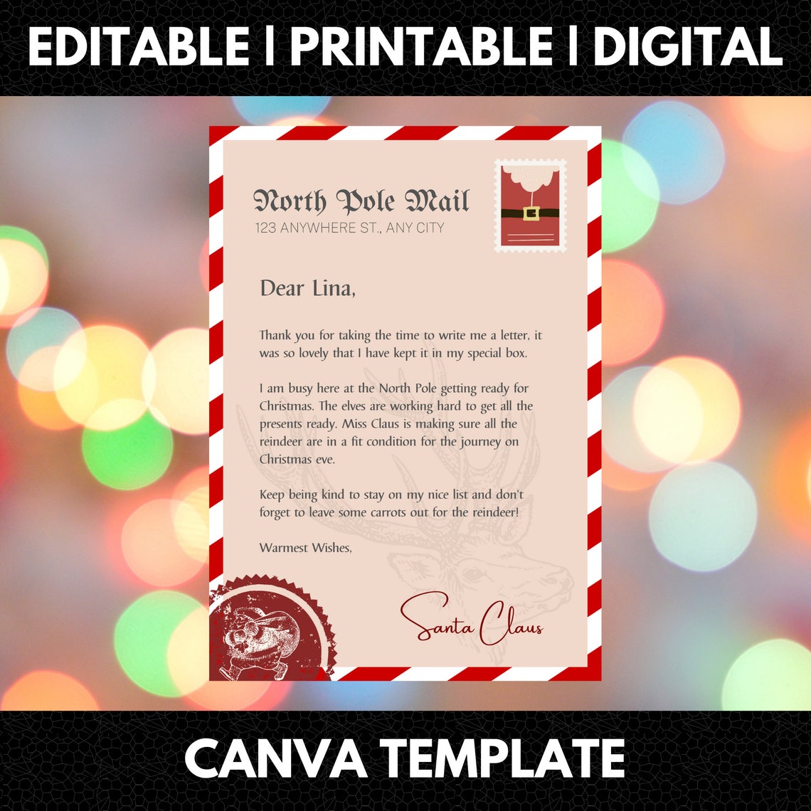 Editable Letter From Santa Template Printable Christmas Santa - Etsy