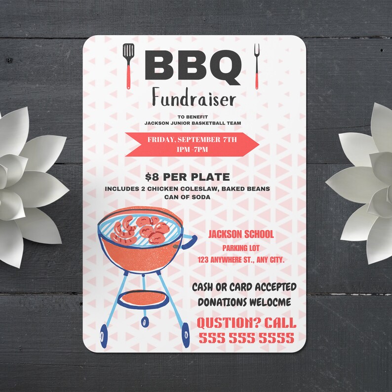 Editable BBQ Fundraiser Flyer Template, Printable Charity Event ...