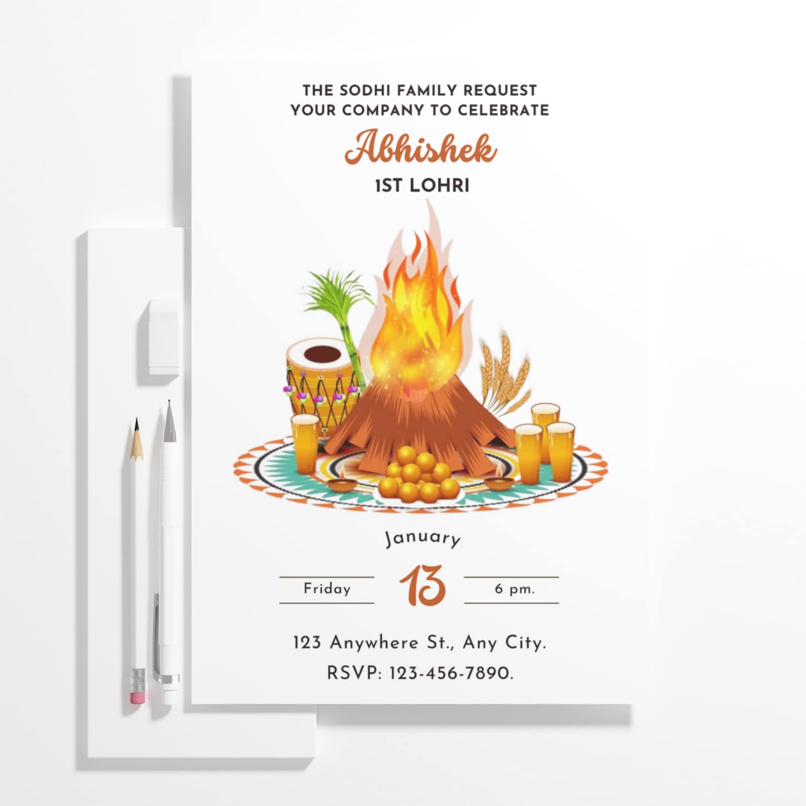 Editable Lohri Invitation Printable First Lohri Invite - Etsy