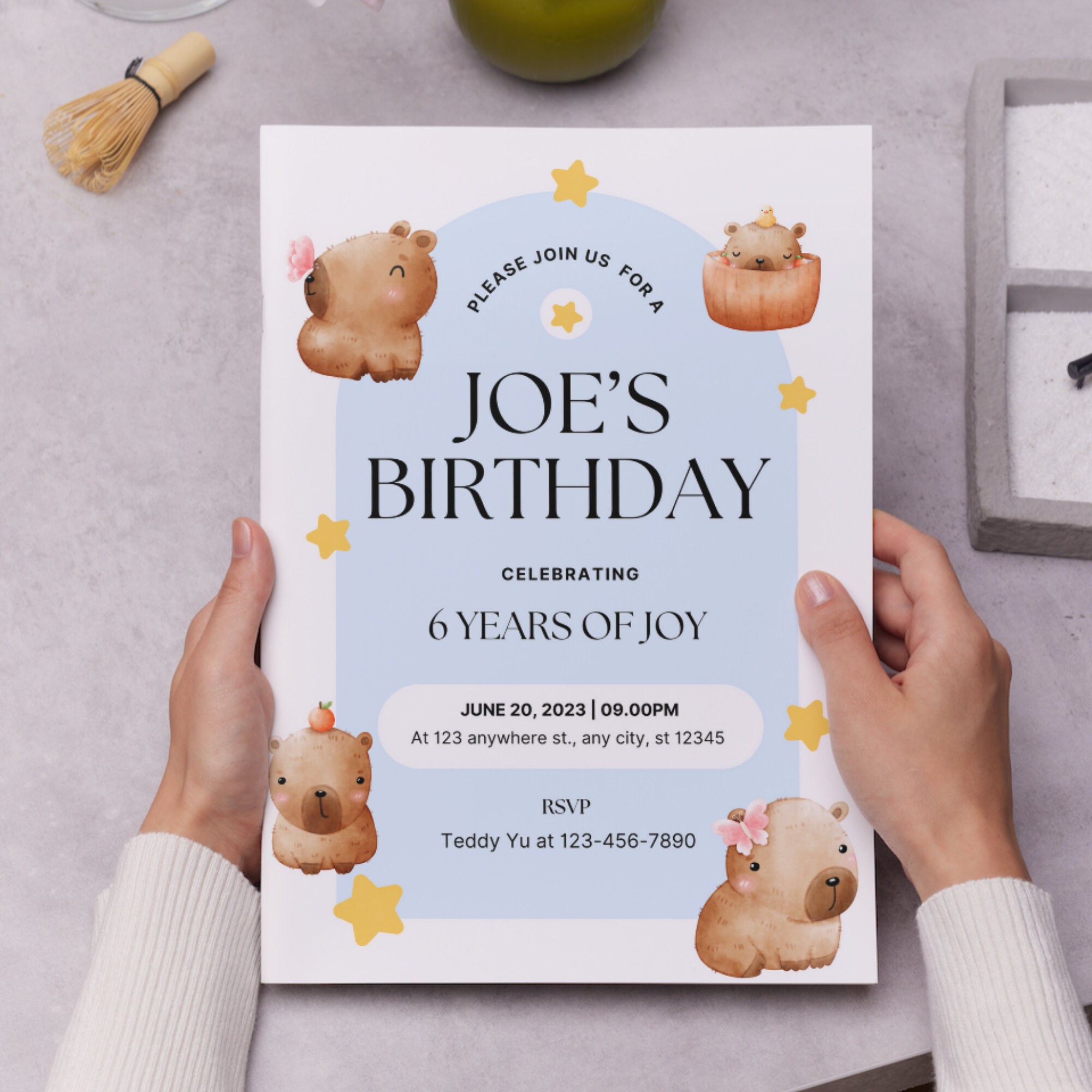 Editable Capybara Invitation, Printable Capybara Birthday Party Invite ...