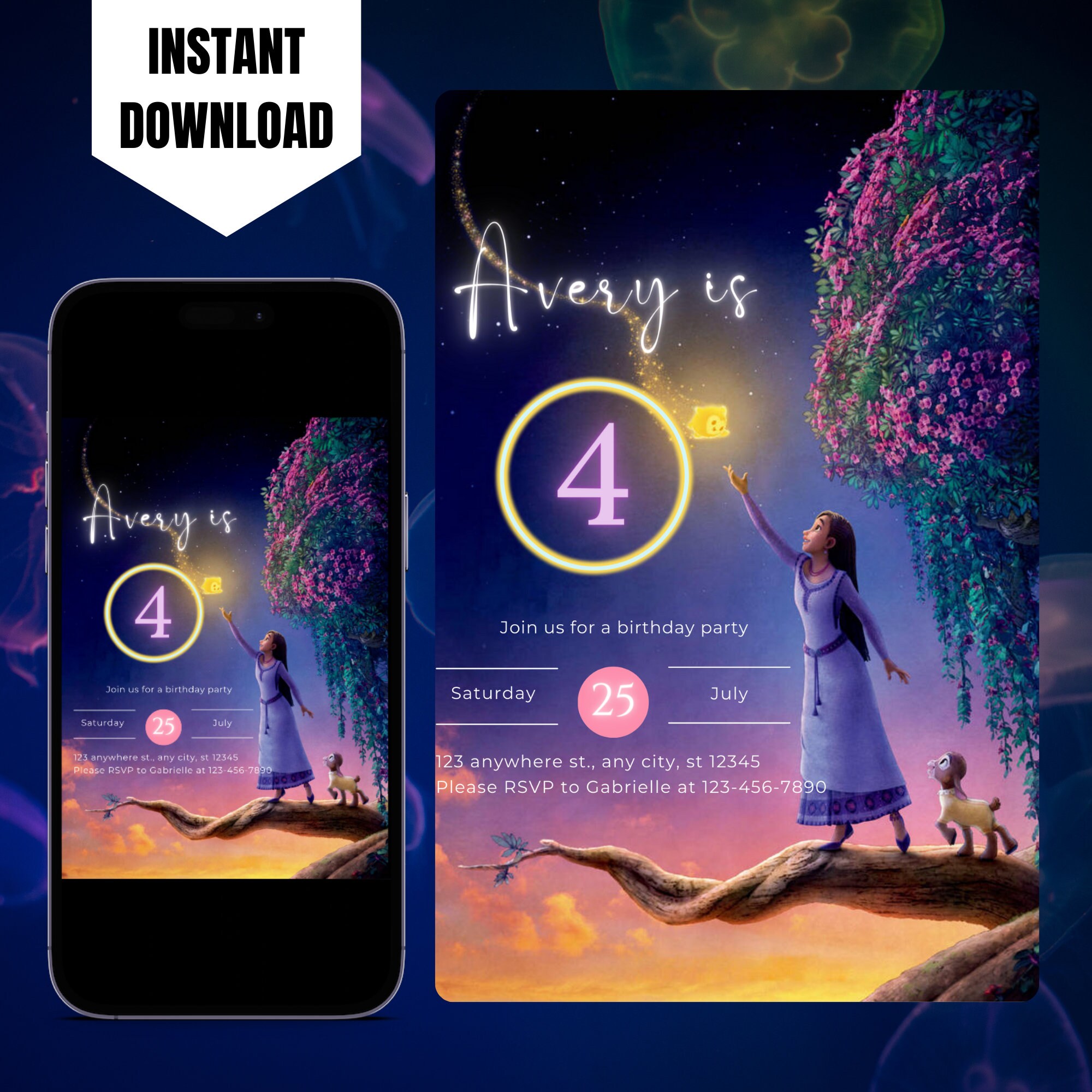 Editable Wish Invitation, Digital Wish Birthday Invitation, Printable ...