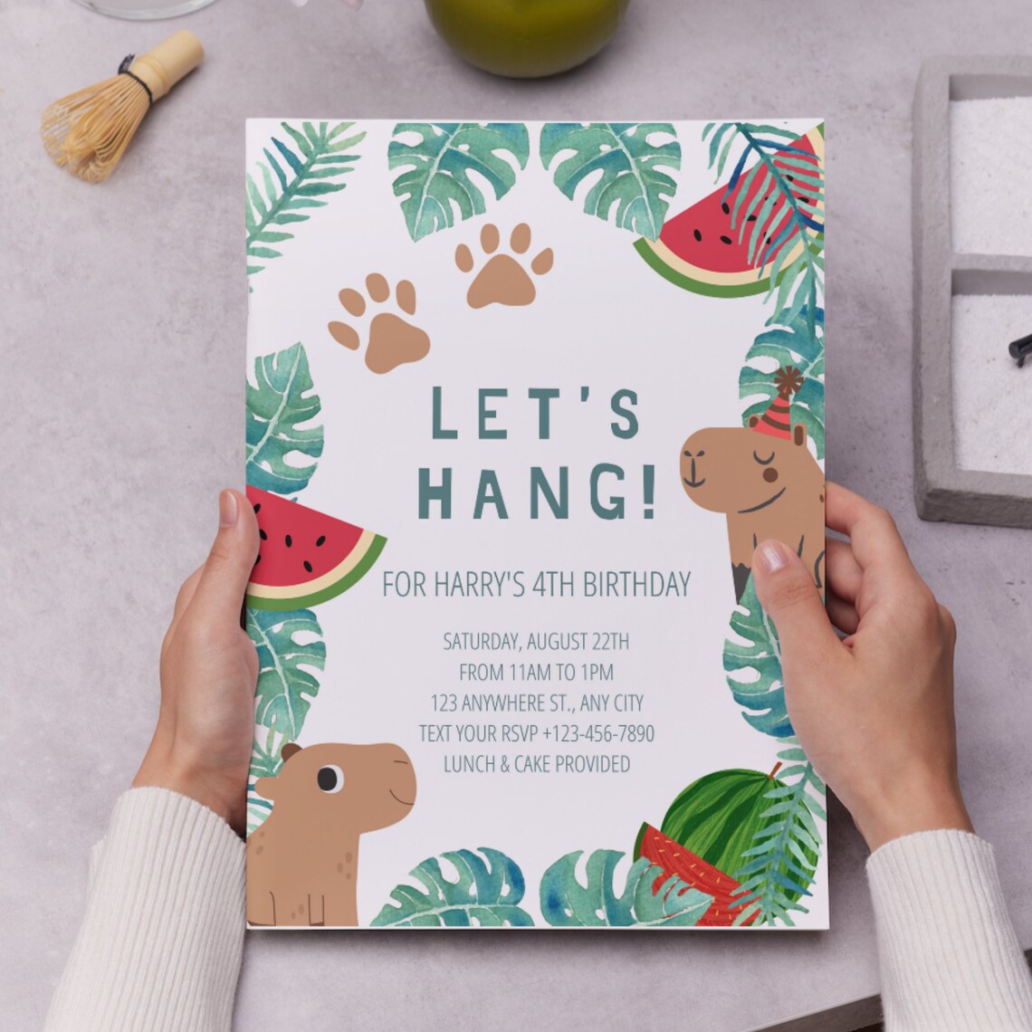 Editable Capybara Birthday Invitation, Printable Capybara Party Invite ...