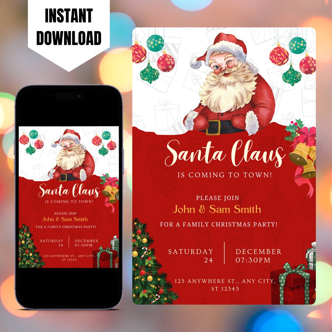 Editable Santa Claus is Coming to Town Invitation Printable - Etsy