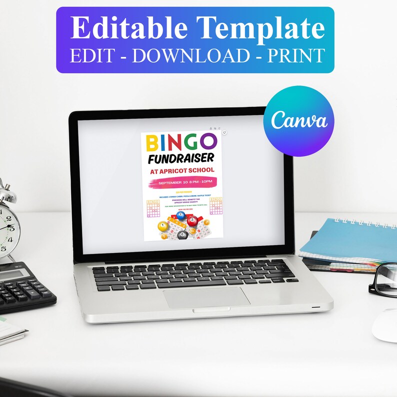 Editable Bingo Fundraiser Flyer Template, Digital Bingo Night Flyer ...