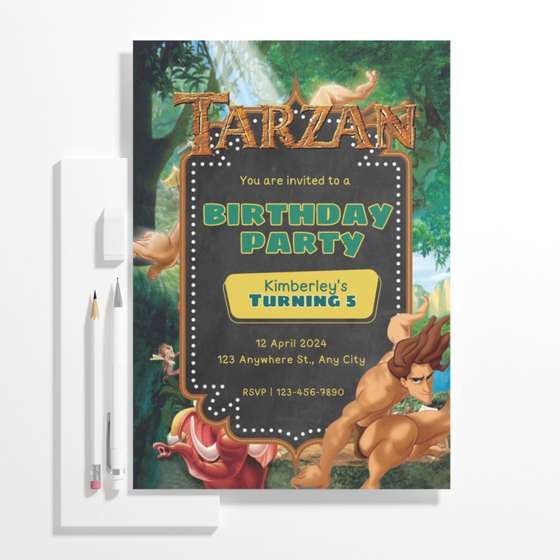Editable Tarzan Invitation Digital Tarzan Birthday - Etsy