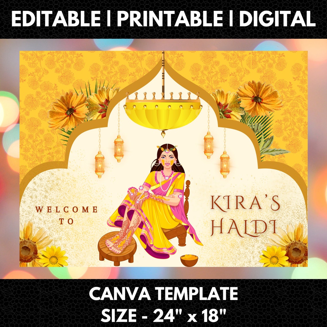 Editable Haldi Welcome Sign Template, Printable Welcome Sign Haldi ...
