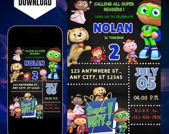 DIY Printable Super Why Birthday Invitation - Etsy