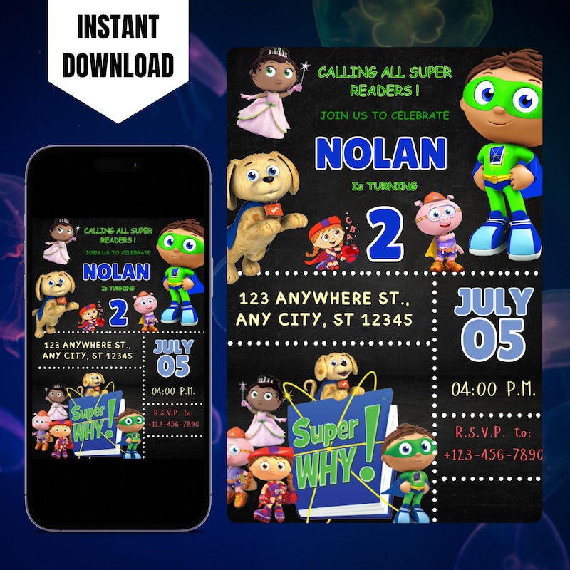 Super Why Invitation - Etsy