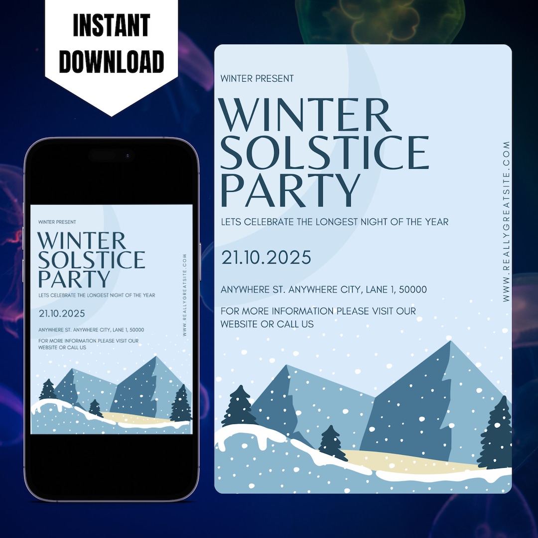 Editable Winter Solstice Party Invitation, Winter Solstice Invite ...