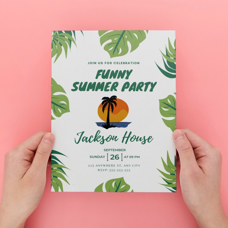 Editable Funny Summer Party Invite, Digital End of Summer Party ...