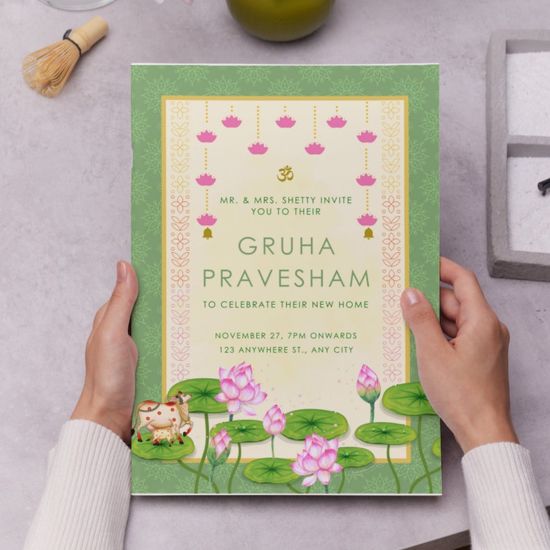 Editable Gruhapravesham Invitation Template: Printable Housewarming - Etsy