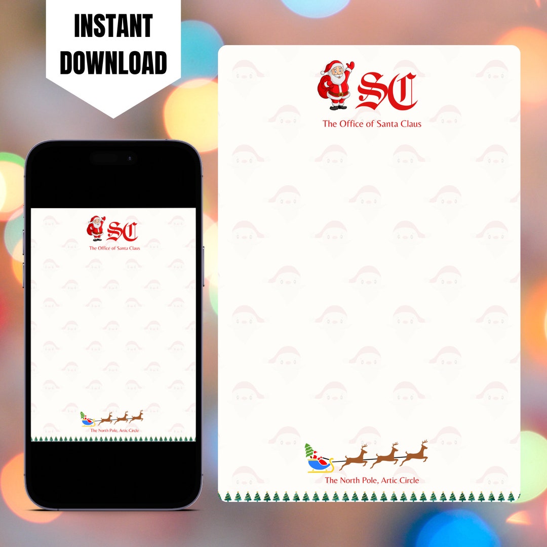 Editable Santa Letterhead Template, Printable Santa Letterhead, Digital ...
