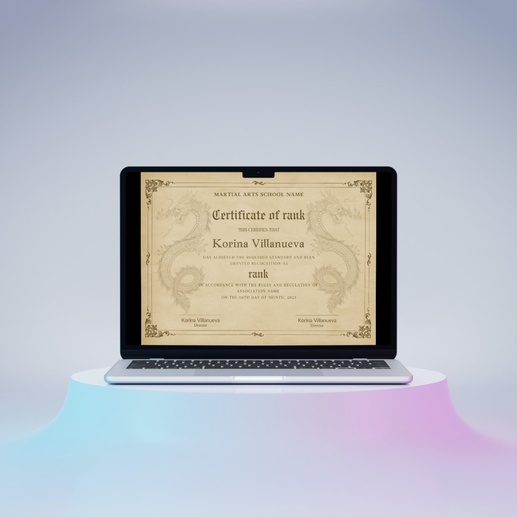 Editable Certificate of Rank, Rank Certificate, Digital Downloads ...